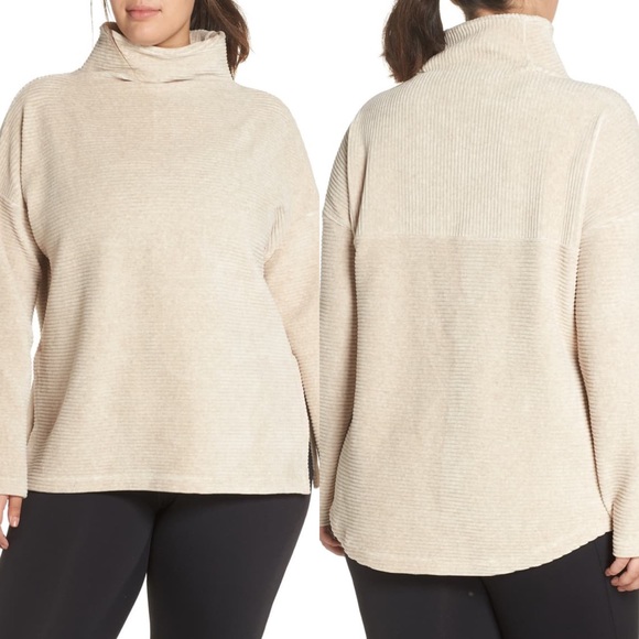 Zella | Tops | Nwt Zella Funnel Neck Beige Long Sleeve Pullover | Poshmark